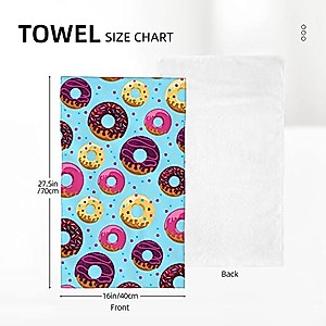 WorldGES Doughnut Bath Hand Towels Polyester Cotton Face Towel Kitchen Dishcloth Soft Absorbent Quick Dry Washcloths for Bathroom Home Hotel Gym Decor 27.5 x 16 in