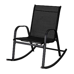 DREAMO Outdoor Patio Rocking Chair Portable Rocker Seating Metal Black