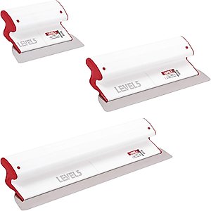 LEVEL5 Drywall Composite Skimming Blade Set | 10, 16 & 24 Inch Skimming Blades | Ergonomic Composite Body | Replaceable 0.3mm German Stainless Steel Blade | For Smoothing Walls and Ceilings | 5-443C