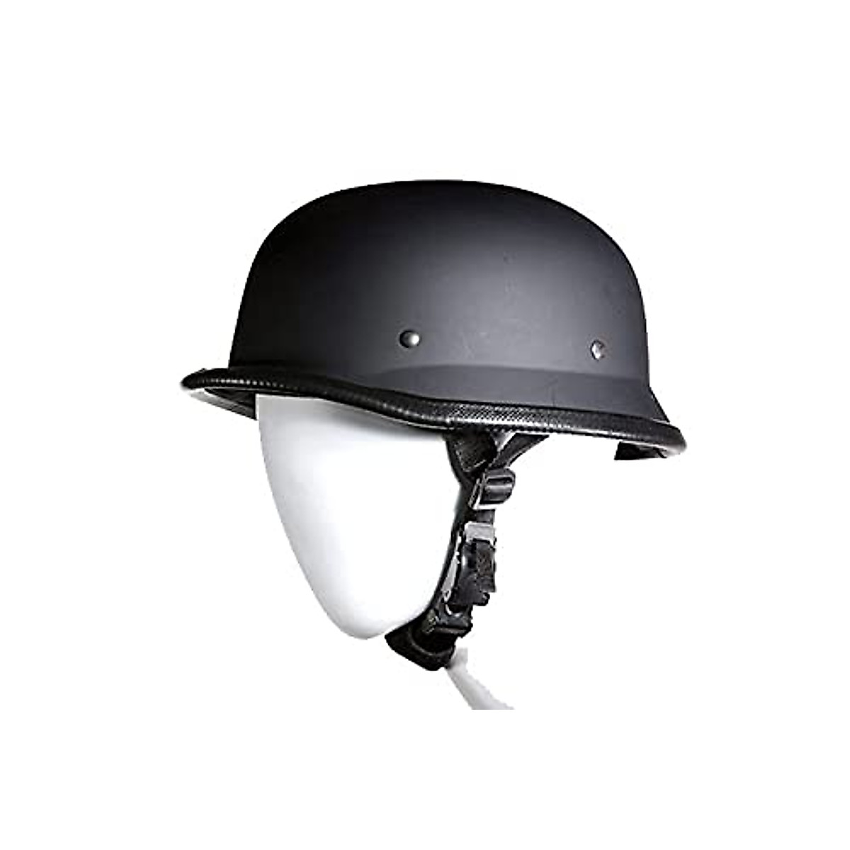 German Novelty Skull Cap, Basic Flat Black German Novelty Hat with Adjustable Chin Strap (L, Black)