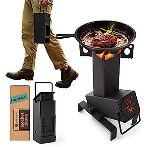 WISE MOOSE Rocket Stove for Cooking - Heavy-Duty Cast Iron Rocket Stove Wood Burning Portable, Mini Wood Stove, Wood Burning Heater, Wood Fire Camping Stove, Fire Tower, Portable Wood Burning Stove