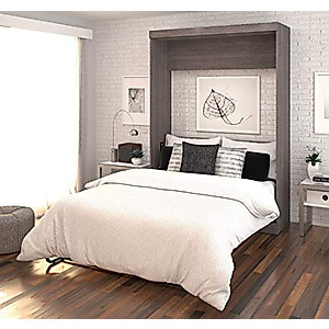 Bestar Nebula 59W Full Murphy Bed in bark Grey & White