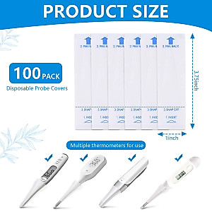 OBTANIM 100 Pieces Disposable Digital Thermometer Probe Covers Clear Temperature Sheath Sleeves for Oral, Rectal, Armpit