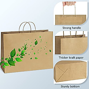 UCGOU 16x6x12 Paper Bags with Handles Brown Gift Bags 25Pcs Large Shopping Bags Party Favor Bags Bulk Craft Bags Retail Bags Grocery Bags