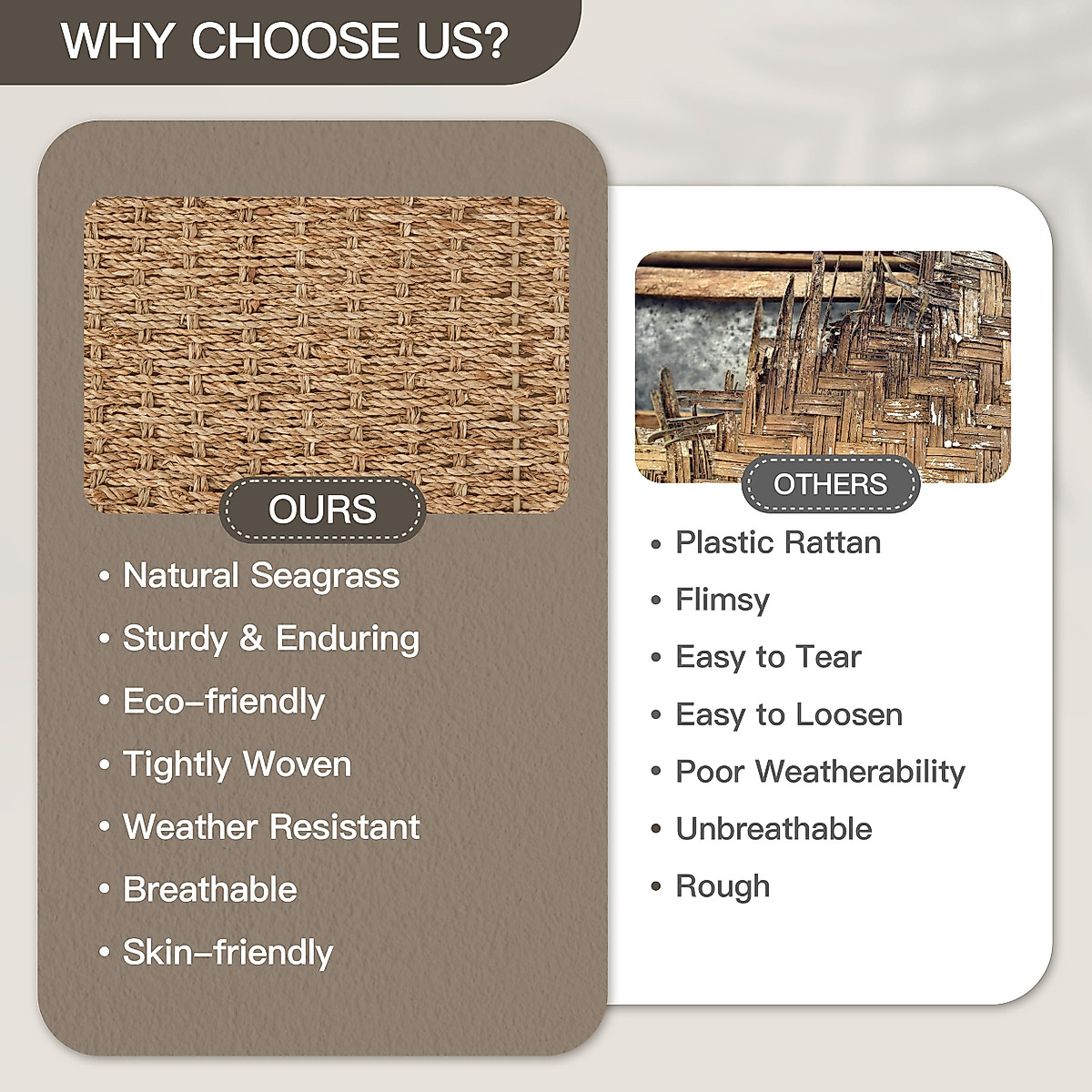 PrimeZone Double Storage Basket With Lid - 160L(42.3 Gallon) Seagrass Woven Rattan Laundry Hamper, Large Foldable Toy Box Blanket Storage Bin Trunk with Removable Liner for Bedroom, Bathoom, Natural