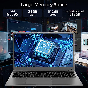 SGIN 17 Inch Windows 11 Laptop, 24GB RAM 512GB SSD Laptops Computer with Intel Celeron Quad Core Processor(Up to 2.9 GHz), IPS Display, Mini HDMI, Webcam, Dual Wi-Fi,Bluetooth, 512GB Expansion