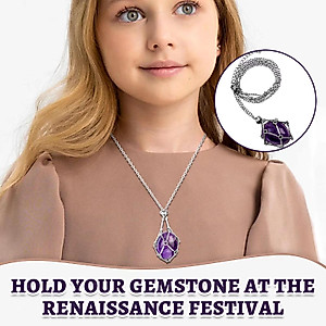 Rollooo Handmade Crystal Holder Necklace - Stainless Steel Cage for Stone, Crystal Pendant Necklace with Adjustable Length, Quartz Gemstone Jewelry for Women Men 1