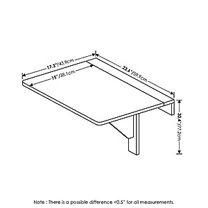 Furinno Hermite Wall Mounting Folding Table, White