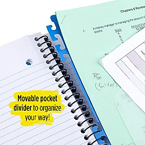 Five Star Advance Spiral Notebook, 5 Subject, College Ruled Paper, 200 Sheets, 11 x 8-1/2 inches, Teal (73152)