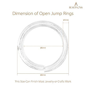 BEADNOVA 8mm Open Jump Rings Silver Jump Rings for Jewelry Making and Keychains (300Pcs)