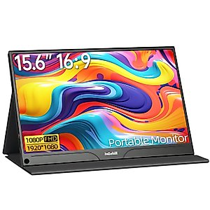 Intehill Portable Monitor for Laptop and Mini PC,15.6-inch 1080P Matt A+ Screen with USB Type-C and HDMI, Travel Monitor for Digital Nomads, Budget Gaming Monitor for Gaming (FHD 1080P)