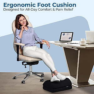 Foot Rest for Under Desk at Work – Adjustable Foam Footrest for Office & Home – Ergonomic Foot Stool for Gaming & Computer Chair – Cushion for Back & Leg Pain Relief - Black Mesh