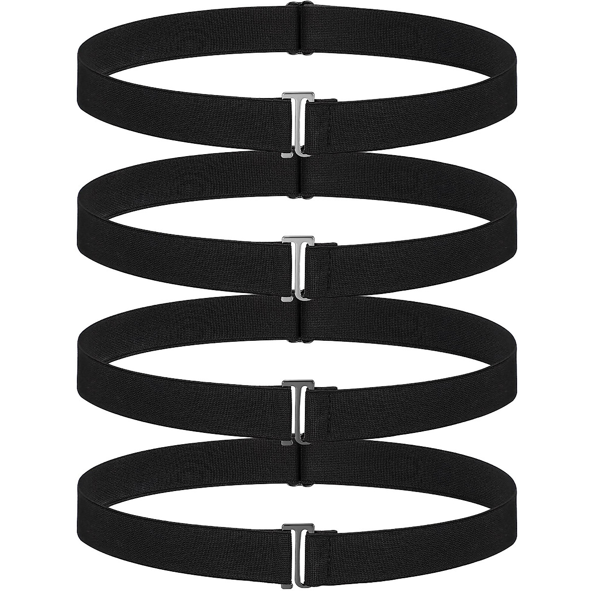 SATINIOR 2/3/4 Pack Women Elastic Stretch Belt Invisible Belts with Flat Buckle for Jeans Pants Dresses(Black,4 Pack)