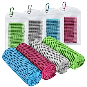 Tagefa Pack of 4 Cooling Towels 40" x 12" with Carrying Pouch, Cold Sport Towels, Soft Breathable, Quick Cool Towel, for Bowling, Yoga, Travel, Camping, Golf, Football, Hiking, Outdoor Work