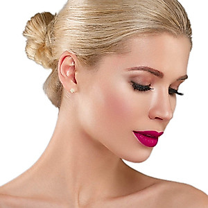 AVORA 10K Yellow Gold Irish Lucky Shamrock Four-Leaf Clover Stud Earrings