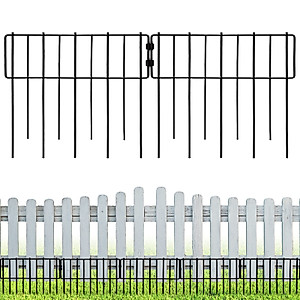 Samamixx Animal Barrier Fence, 10 Pack No Dig Small Fencing 10.83ft(L) × 12in(H) Garden Fence Border for Dog Rabbit Pet, Decorative Metal Fence Panels for Outdoor Yard Patio Landscape, T Shape