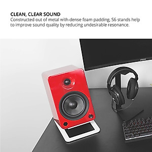 Kanto S6W Tilted Desktop Speaker Stands for Large Bookshelf Speakers & Full-Size 5”-7” Studio Monitors | Supports 20 lbs | Damping Foam Padding | ¼”-20 Mounting | Pair | White