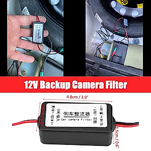 Qiilu Car Rear View Camera Rectifier 12V DC Car Rearview Camera Power Relay Capacitor Backup Camera Filter Rectifier