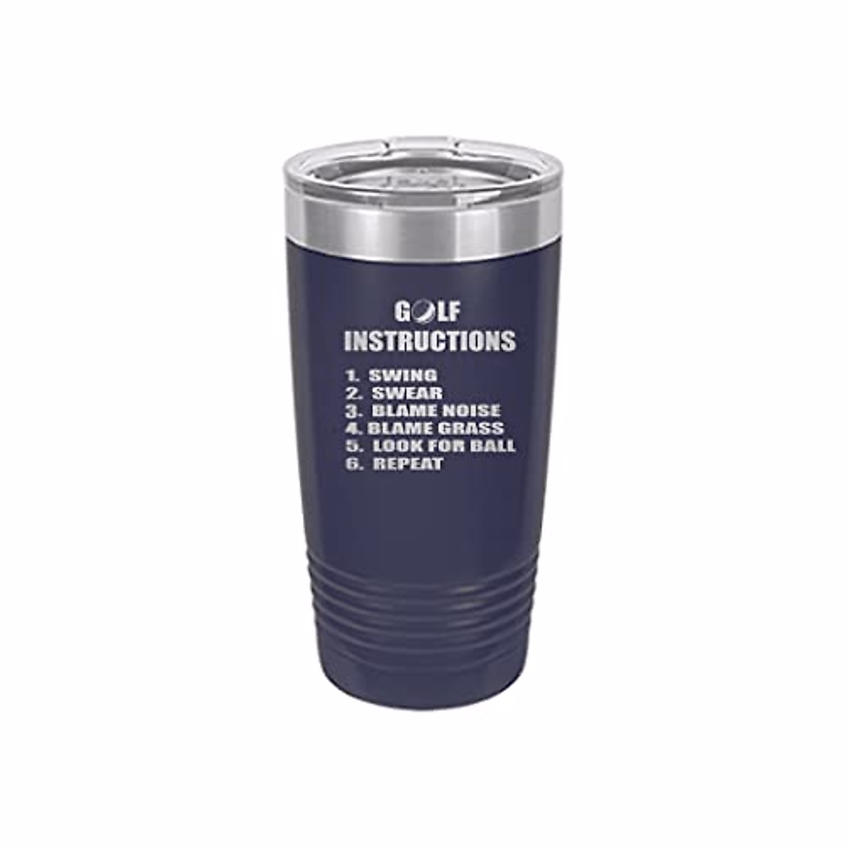 Rogue River Tactical Funny Golf Instructions 20 Oz. Travel Tumbler Mug Cup w/Lid Vacuum Insulated Hot or Cold Gift For Golfer Dad Grandpa Ball (Blue)