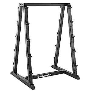 Philosophy Gym 10-Bar Fixed Barbell Weight Rack - Heavy-Duty Storage Holder for Straight & EZ Curl Pre-Weighted Bars