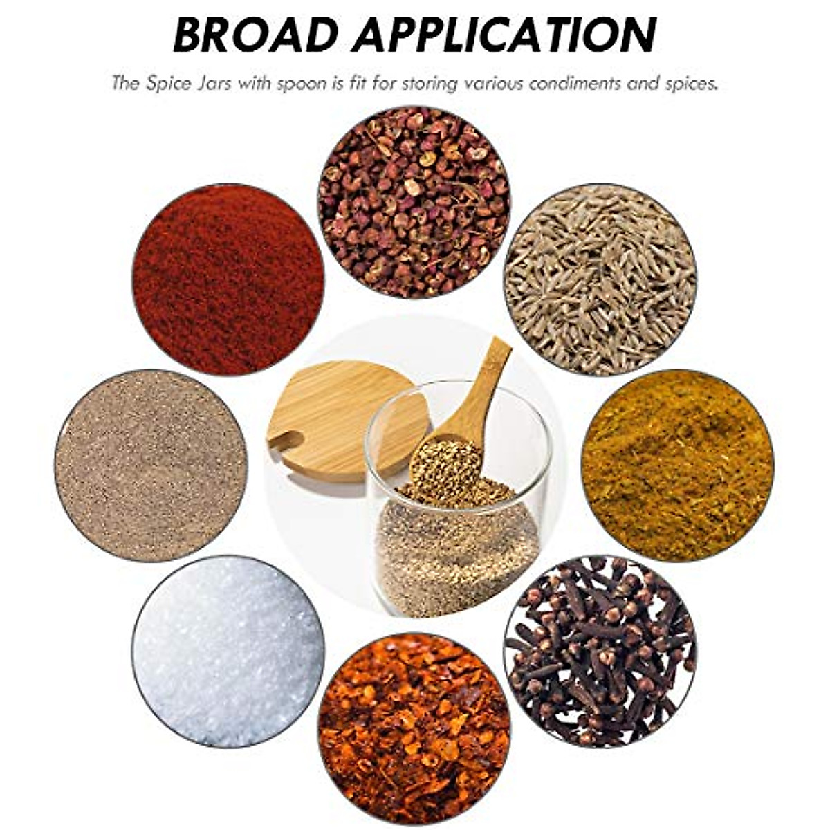 Vermida Condiment Container Seasoning Box Set,Spice Jars Glass Seasoning Food Storage Containers with Bamboo Lid and Bamboo Spoon for Home and Kitchen,Salt Sugar Spice Pepper Jar,Set of 1 (1 pcs)