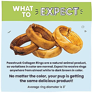 Pawstruck Natural Beef Collagen Rings for Dogs - Vet-Approved Long Lasting Alternative to Traditional Rawhide & Bully Sticks - High Protein Dental Treat w/Glucosamine & Chondroitin - 3 Pack