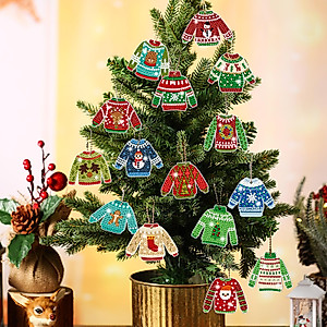 15 Pieces Christmas Ugly Sweater Diamond Painting Keychain 5d Sweater Diamond Art Keychains Christmas Diamond Painting Kits for Xmas DIY Crafts Hanging Ornaments Home Decor
