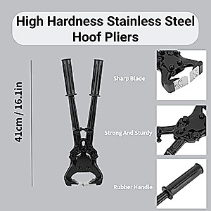 Farriers Hoof Nipper, Stainless Steel Goat Hoof Trimmer with Ergonomics Grip, Non‑Slip High‑Hardness 16.1In Cow Hoof Pincers Livestock Equipment for Hoof Trimming