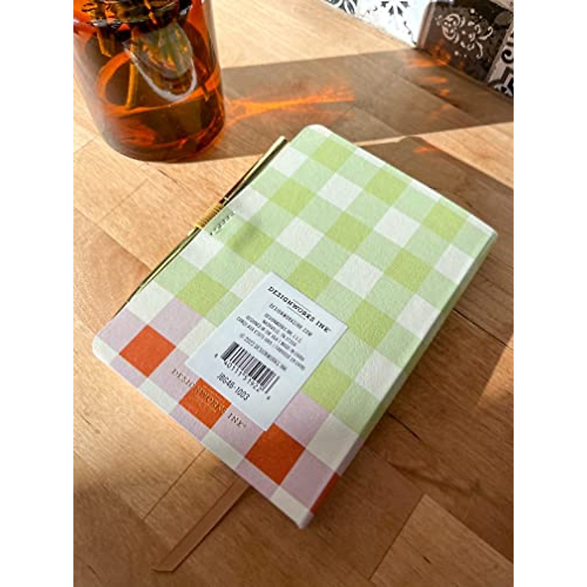 DesignWorks Ink Gratitude Journal with 196 Guided Pages for Daily Thoughts and Goals with Pen and Ribbon Marker | Undated Daily Mindfulness Journal, Green and Red Picnic Check