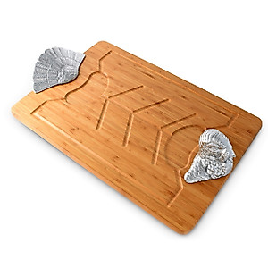Arthur Court Designs Aluminum Turkey Handle Wood Carving/Cheese Board Large Tray for Serving Meats or Appetizer at Thanksgiving 23 inch x 13.5 Wide