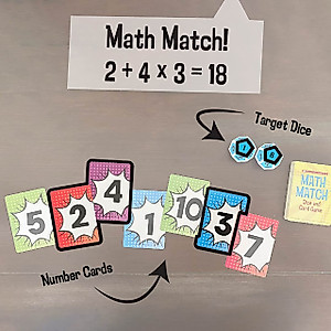 University Games, Scholastic Math Match Travel Dice Game, Mathematics Reinforcement Game for Kids, for 2 or More Players Ages 5 and Up