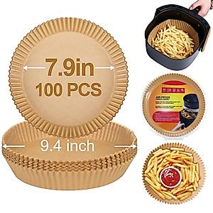 Disposable Airfryer Liners Non-Stick Air Fryer Paper Liners 100Pcs Parchment Paper Lines for Air Fryer,Microwave Ovens,Ovens,Hooding Food (7.9IN) (7.9IN)