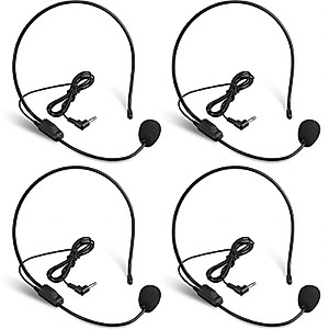 Boao 4 Pieces Headset Microphone, Flexible Boom for Voice Amplifier not Phone or PC, Teachers, Speakers, Singer, Dancer, Coaches, Presentations, Seniors