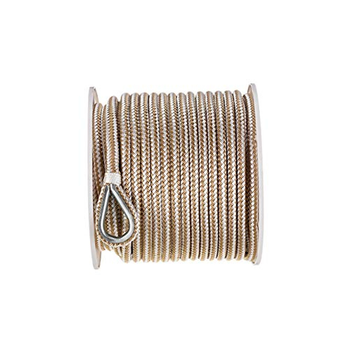 Seachoice Boat Anchor Rope, Double-Braid, Nylon, Achor Line, 3/8 in. X 150 Ft., Gold/White