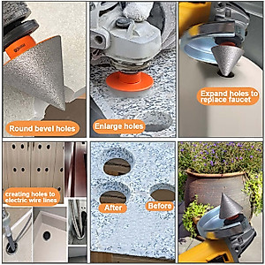 BeQell Diamond Beveling Chamfer Bit,2 Inch 50mm x 5/8-11 Thread Diamond Finger Milling Bits for Enlarging,Trimming Bevelling The Exsiting Holes in Tile Marble Granite Ceramic Countersink Drill Bits