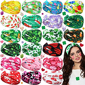 Giegxin 21 Pcs Holiday Headbands Bulk for Women Mother's Day Headbands Mother Pink Heart Elastic Wide Hair Wrap Assorted Styles Hair Accessories for Yoga Running Workout Party