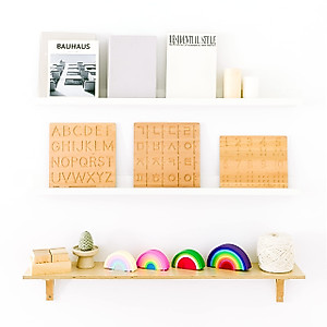 BLUE GINKGO Wooden Alphabet Tracing Board - Double-Sided Montessori Letter Tracing Board - Preschool and Toddler Learning Toys - Uppercase and Lowercase Wooden Alphabet - 11.4 x 11.4 Inches