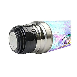 Unicorn Water Bottle Stainless Steel Insulated Thermos Kids Metal Resuable Vacuum Galaxy Bottle with Leather Bottle Holder 16 Oz(500 ml)