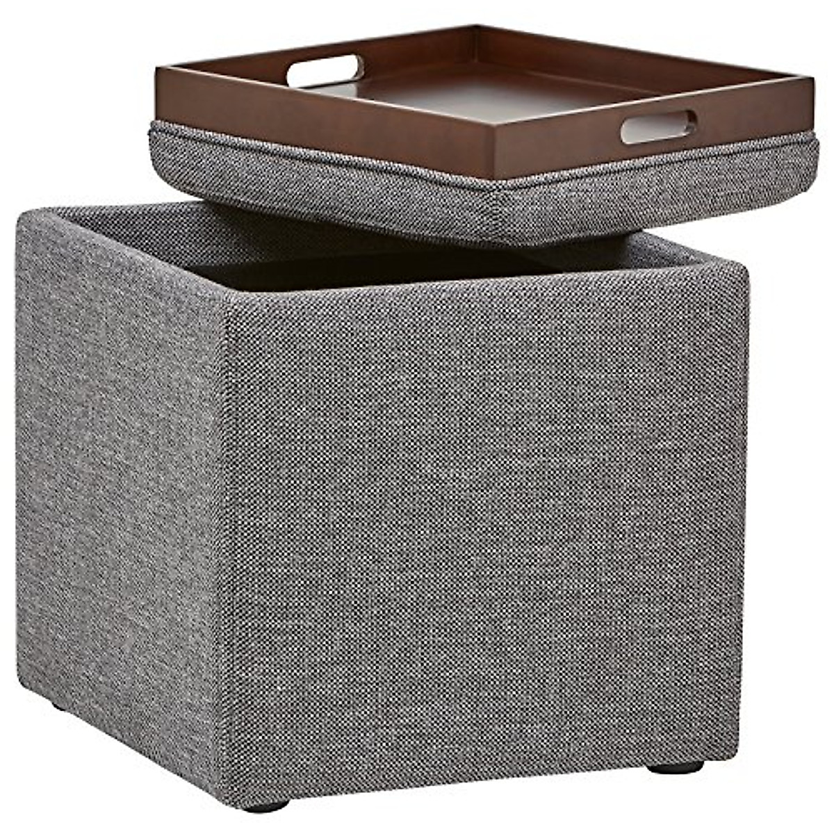 Amazon Brand – Rivet Ross Modern Tweed Lift-Top Storage Ottoman Pouf, 17.7"W, Grey Storm