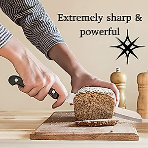 Moss & Stone Stainless Steel Serrated Knife Set | Premium Kitchen knives Set With High-Carbon Stainless Steel Blades And Wooden Block Set | Cutlery Knife Set, Kitchen Set. (14 Piece)