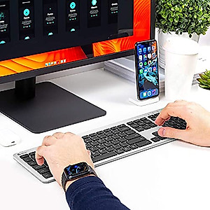 iClever GK08 Wireless Keyboard and Mouse - Rechargeable Wireless Keyboard Ergonomic Full Size Design with Number Pad, 2.4G Stable Connection Slim Mac Keyboard and Mouse for Windows, Mac OS Computer