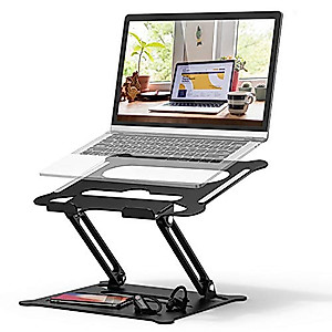 DUCHY Adjustable Laptop Stand, Ergonomic Portable Computer Stand with Heat-Vent to Elevate Laptop, 13 Lbs Heavy Duty Laptop Holder Compatible with MacBook, Air, Pro All Laptops
