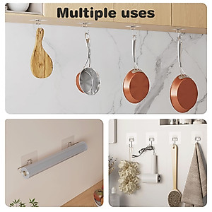 Ninth Five 18Pack Large Adhesive Hooks, 33lb Heavy Duty Ceiling Wall Door Hanging Hooks, Stainless Steel Towel and Coats Hooks for Window Home Kitchen Office