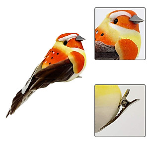 LWINGFLYER 4pcs Artificial Birds Realistic Clip on Bird Ornaments with Feathers for Decoration, Arts & Crafts and Floral Arrangements (Model - 4S05)