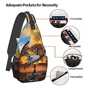 ROSIHODE Christian Jesus Cross Sling Bag, Fashion Crossbody Backpack Shoulder Bag Chest Bag for Men Women Hiking Travel