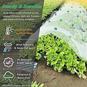 LANEVAN Greenhouse Hoops for 2-4ft Wide Raised Beds, 6.56ft Long Super Bendable Fiberglass Garden Hoops, Weather Resistant Grow Tunnel Support Hoops Frame for Plant Row Cover, 6 Pcs
