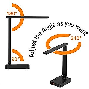 cozoo LED Desk Lamp with 3 USB Charging Ports and 2 AC Outlets,3 Color Temperatures & 3 Brightness Levels, Touch/Memory/Timer Function,10W Eye Protection Foldable Reading Light,Study Lamp for College