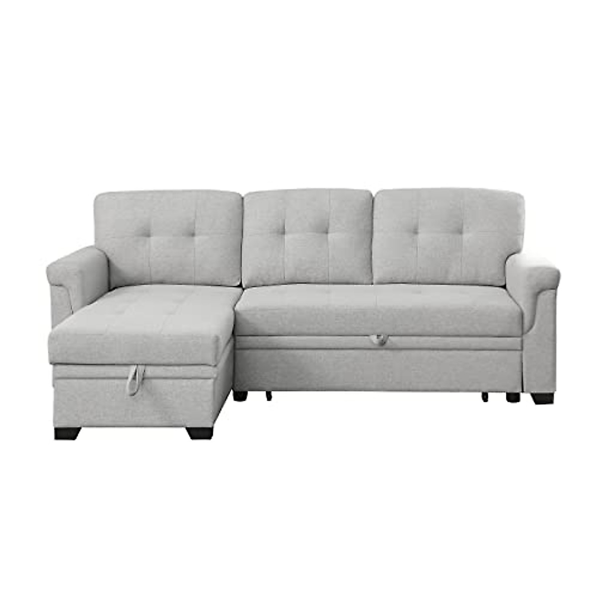 Lilola Home Hunter Light Gray Linen Reversible Sleeper Sectional Sofa with Storage Chaise