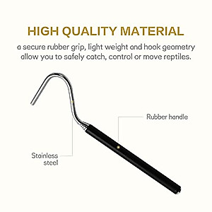 CONSIO Retractable Reptile Hook, Portable Mini Snake Hook Collapsible Stainless Steel Snake Tool, and Snake & Reptile Hook Retractable Catching Snake Handling Tool