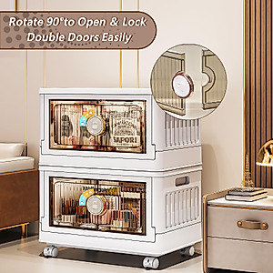 DAILOU Stackable Storage Bins with Lids Collapsible Storage Box Clear Plastic Foldable 8.4 Gal Containers for Clothes, Books, Cabinets with Doors for Dorm, Bedroom, Office, Closet 3 Packs